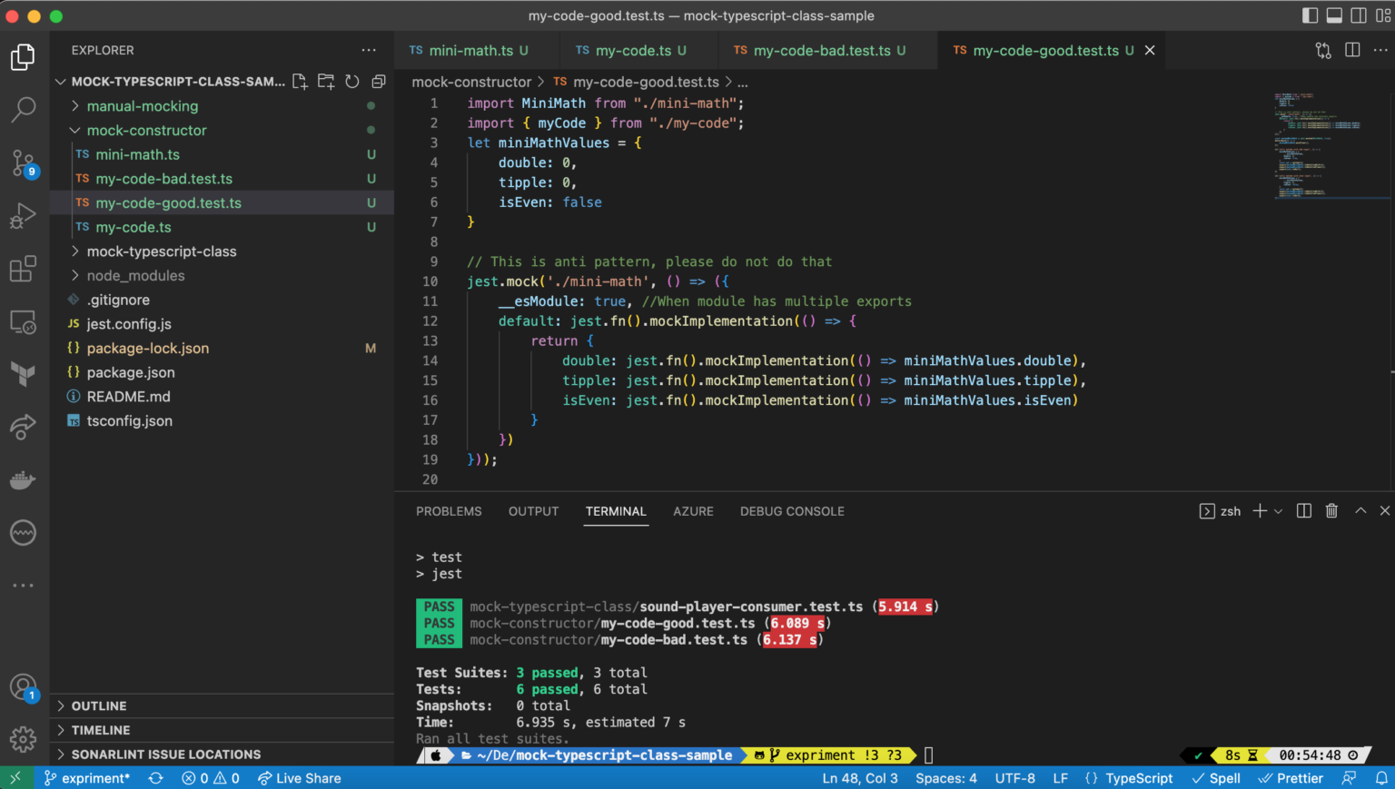 Mock class constructor with parameters- Jest and TypeScript